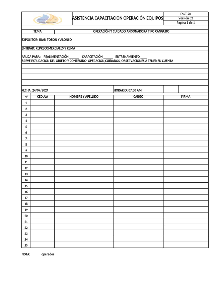 FSST-70 - Asistencia v2 | PDF