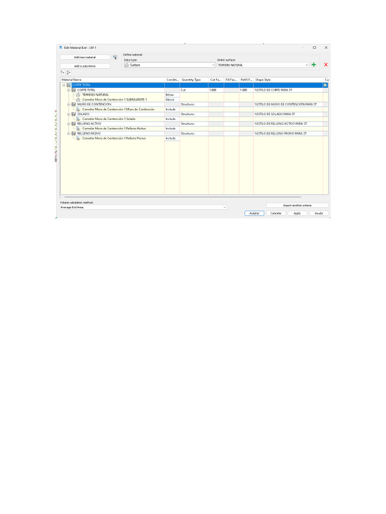 Datos de Crte y Relleno | PDF