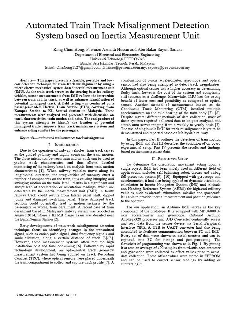 Train Track Misalignment Detection System | PDF | Acceleration ...