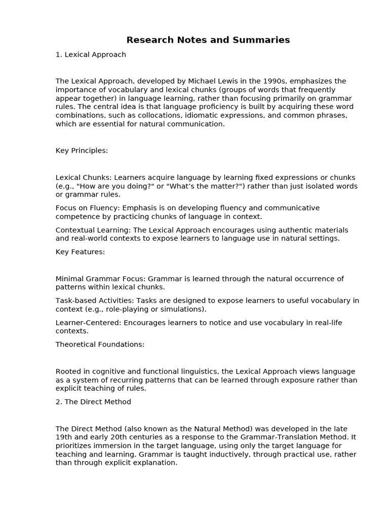 Research Notes and Summaries | PDF | Cognitive Science | Behavior ...