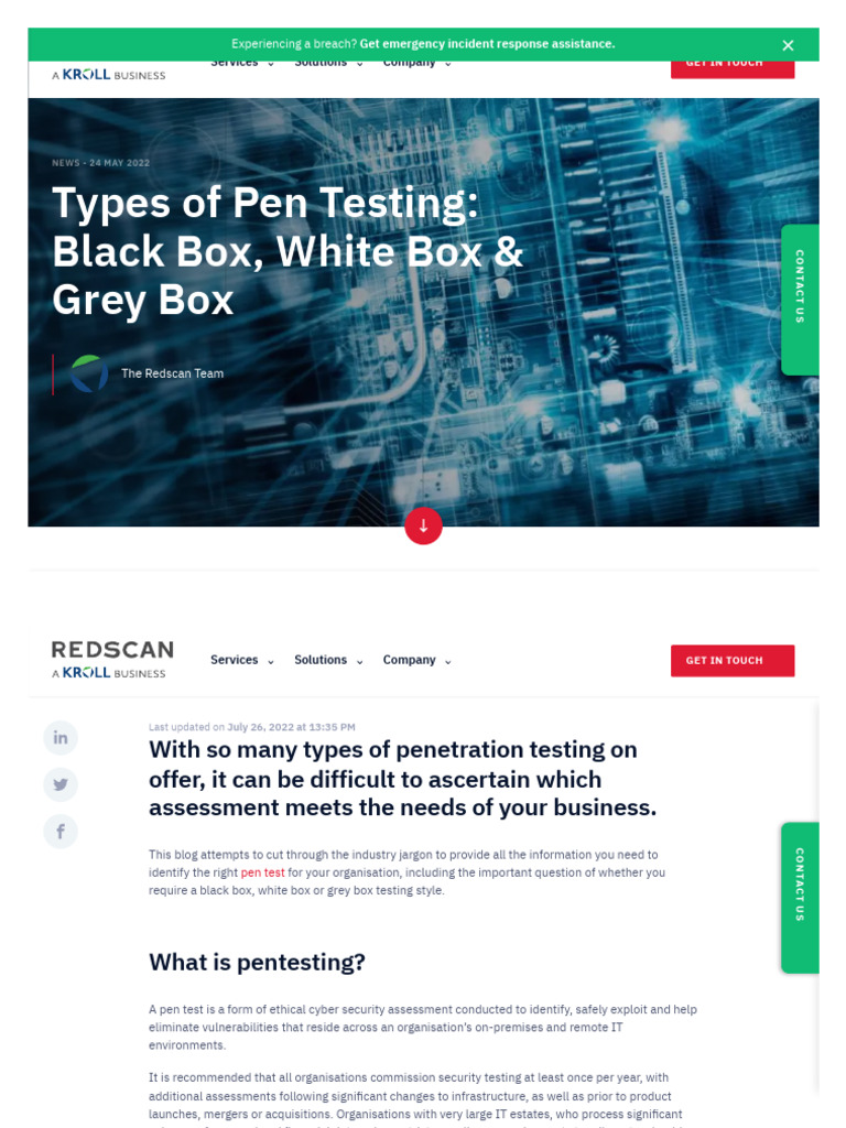 Typesofpentesting Pdf Penetration Test Computer Network