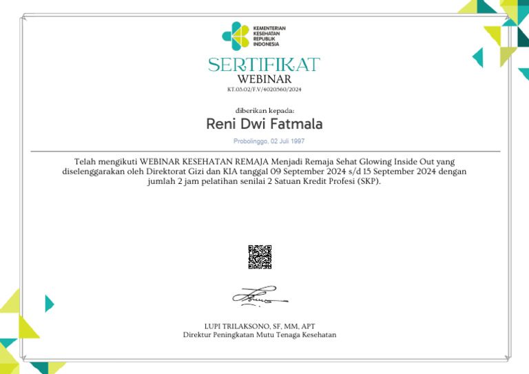 Sertifikat Reni | PDF | Sains & Matematika