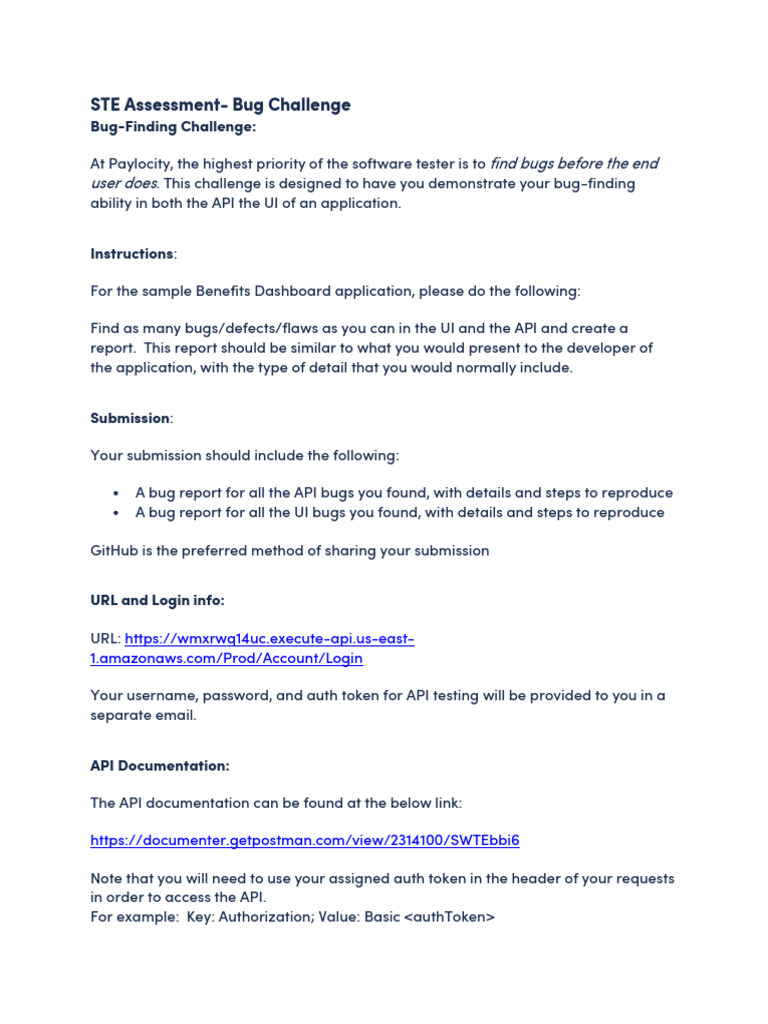 STE Bug Challenge - Web Platforms | PDF | Software Bug | Employment
