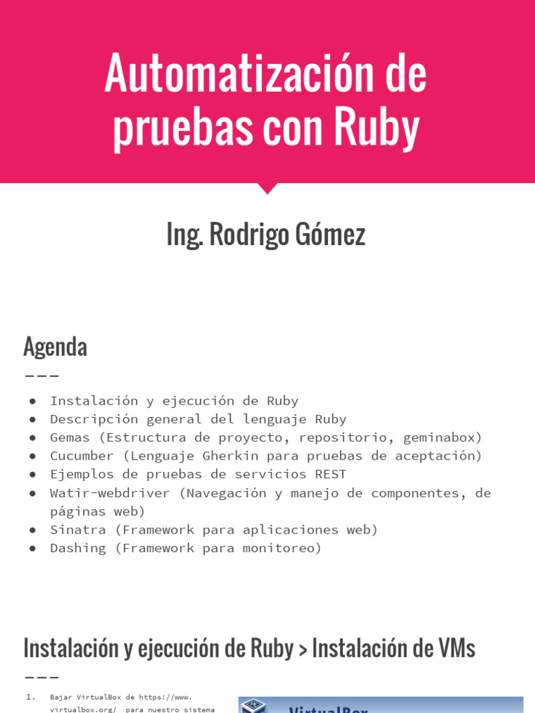 Taller de Ruby para Pruebas Automatizadas | PDF | Ruby on Rails | Lenguaje de programación