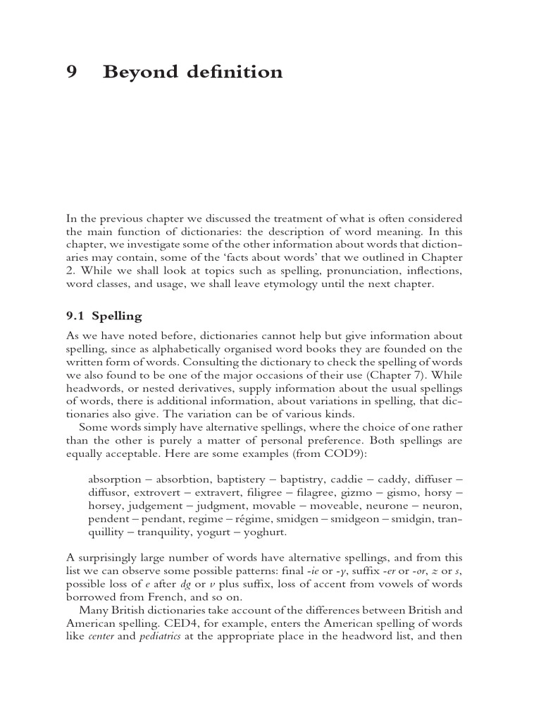 Beyond Definition - Other Dictionary Features | PDF | Noun | Part Of Speech