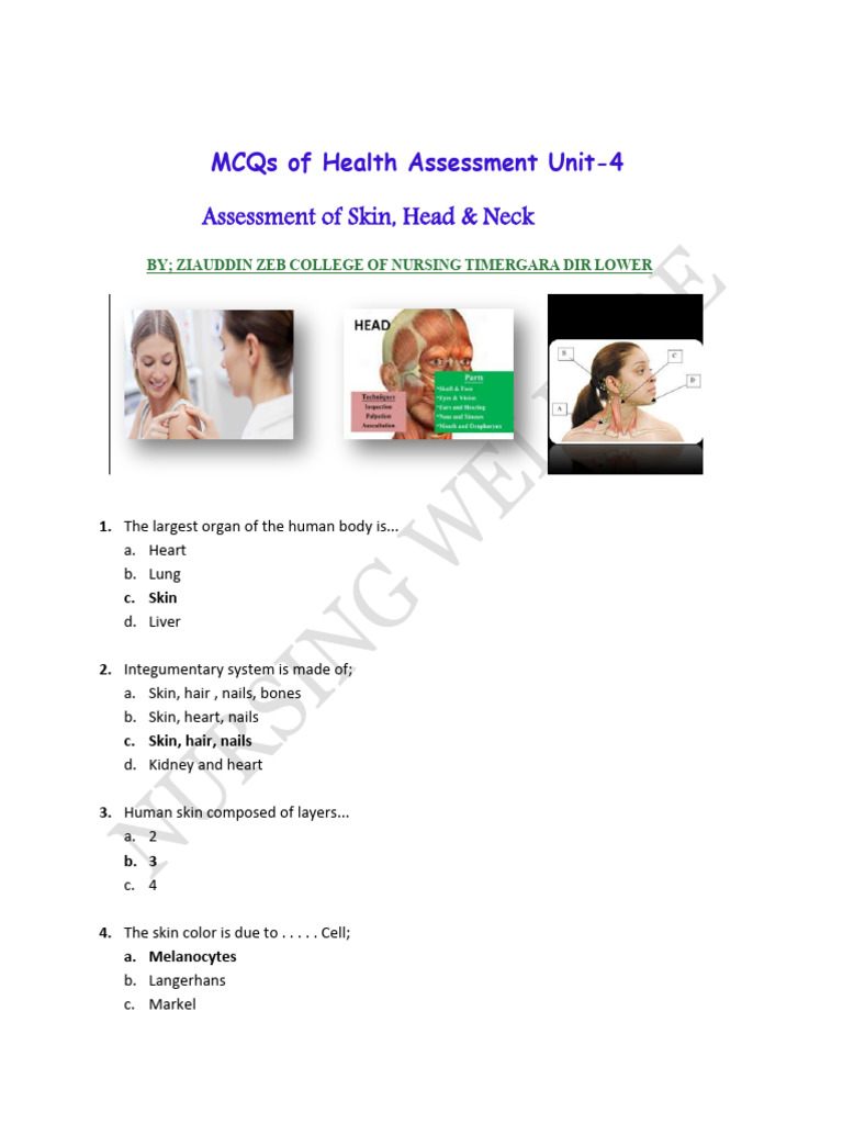 Head and Neck Assessment MCQs | PDF | Neck | Human Anatomy