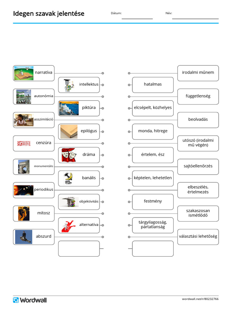 Idegen Szavak Jelentése Match Up Vonalas Rajz | PDF