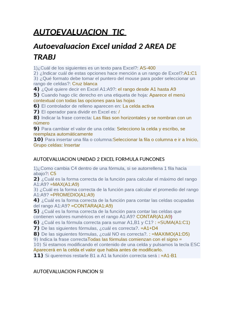 Autoevaluacion Tic 2do Parcial | PDF | Microsoft Excel | Microsoft PowerPoint