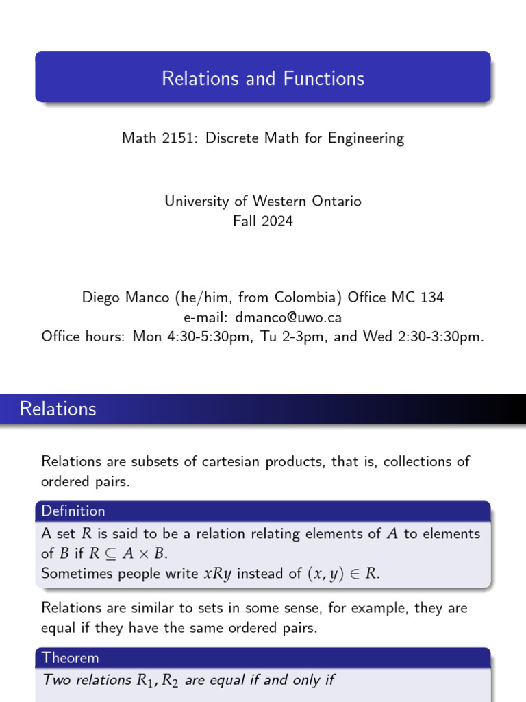 Math 2151 Relations and Functions-13 | PDF | Function (Mathematics ...