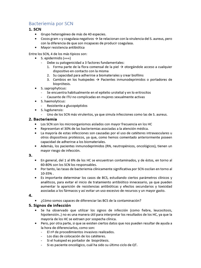 Bacteriemia Por SCN | PDF | Staphylococcus Aureus | Infección