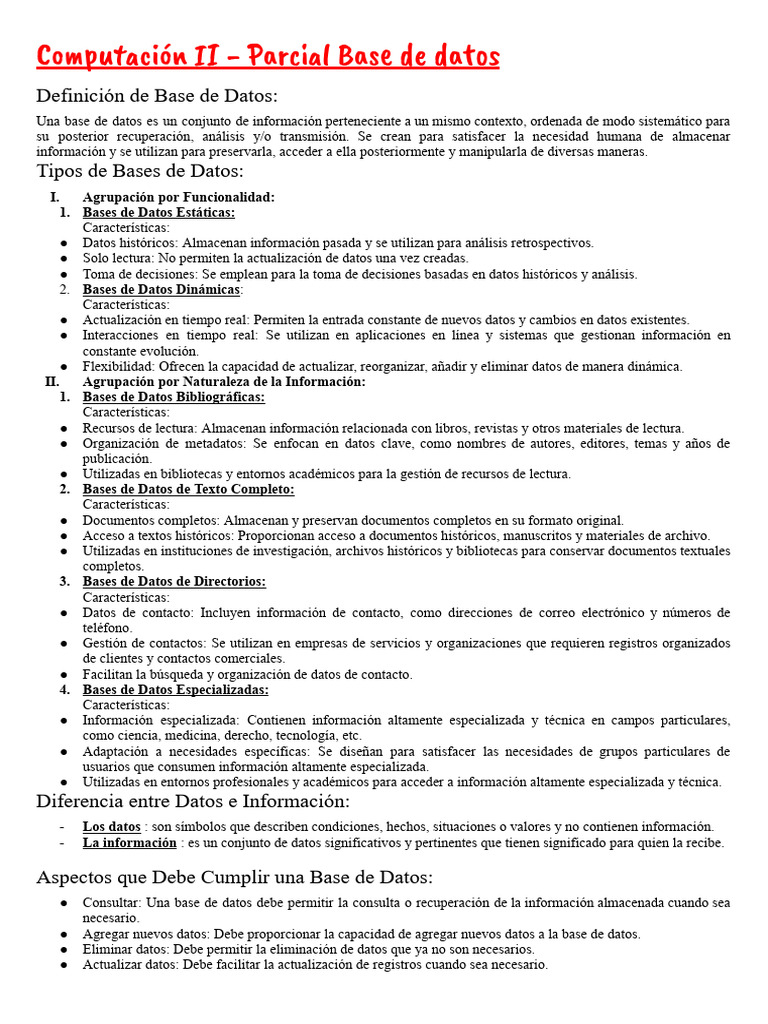 Computación II - Base de Datos | PDF | Bases de datos | Base de datos relacional