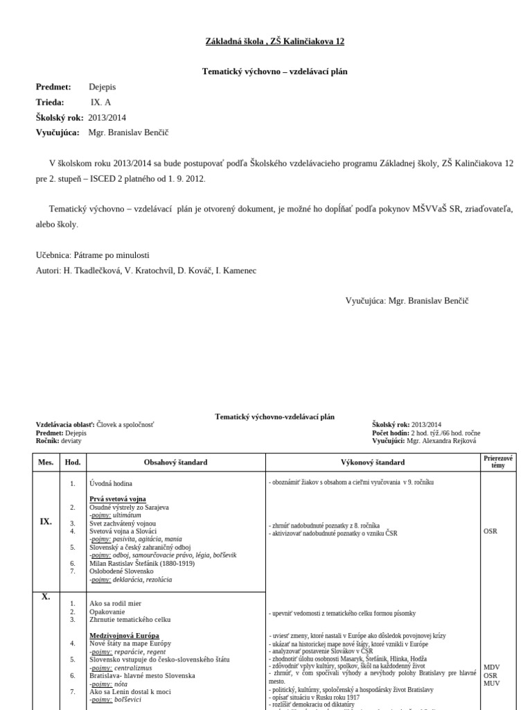 TVVP Z Dejepisu Pre 9. Rocnik BB | PDF