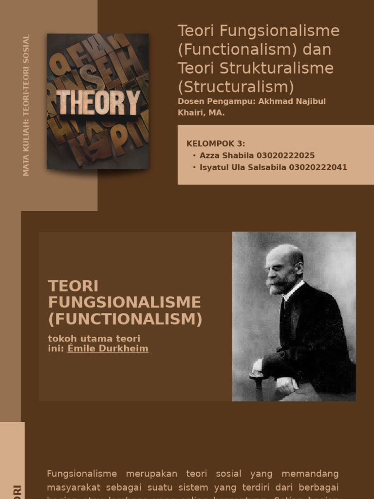 Teori Fungsionalisme (Functionalism) Dan Teori Strukturalisme (Structuralism) | PDF | Sejarah