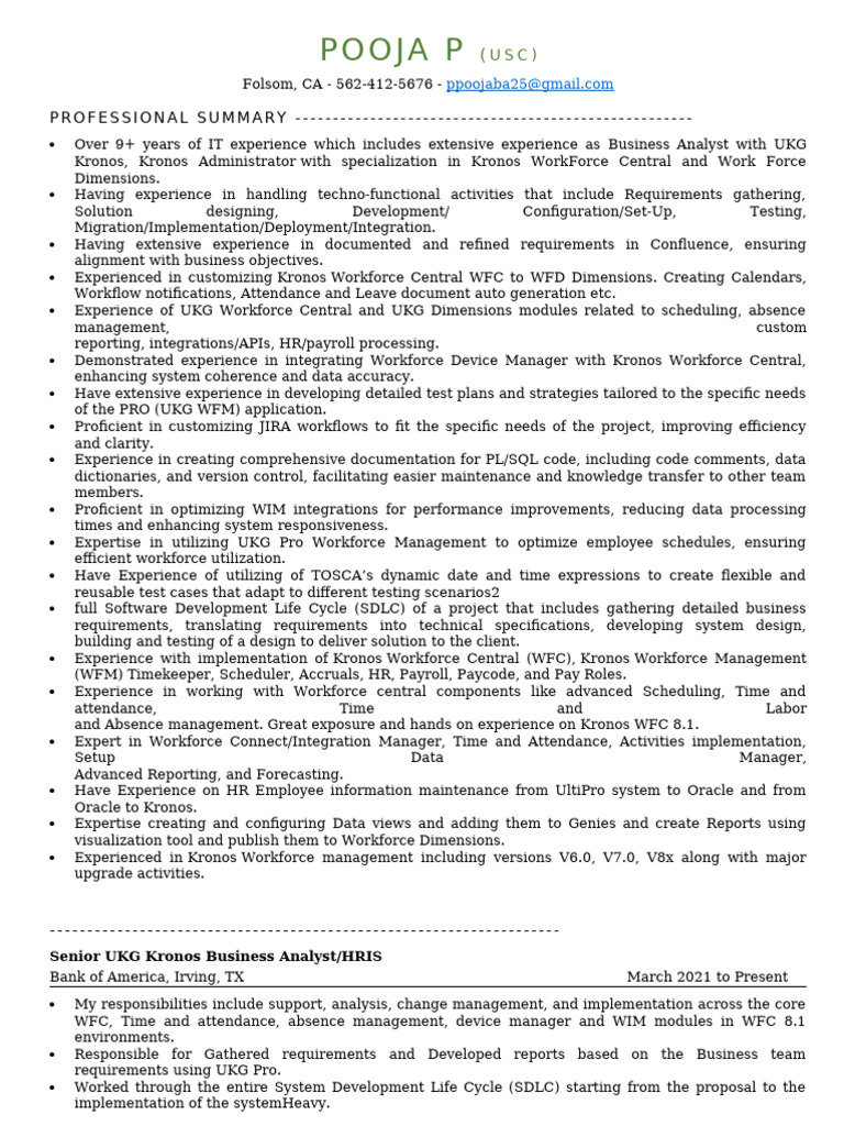 Pooja Kronos BA | PDF | Information Technology Management | Business