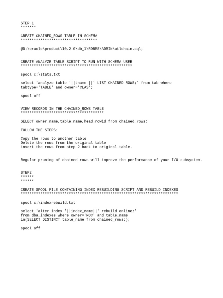 Row Chaining and Migration | PDF