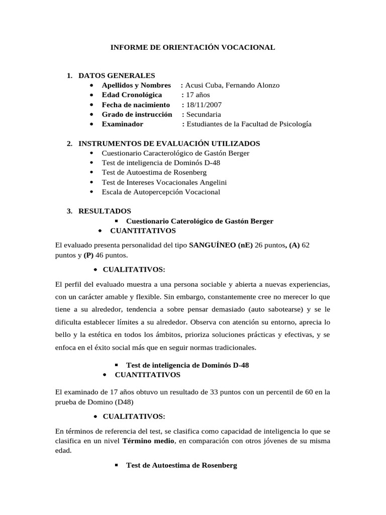 Informe Ejemplo | PDF | Matemáticas | Autoestima