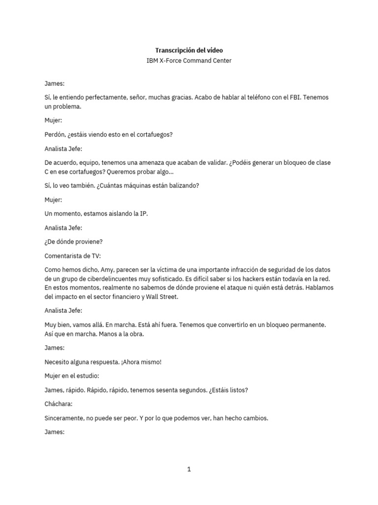 IBM X-Force Command Center - Transcripción Del Video - Modulo 3 B | PDF