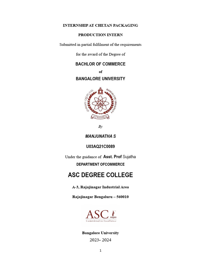 Manjunath S Report | PDF | Industrial Revolution | Production And Manufacturing