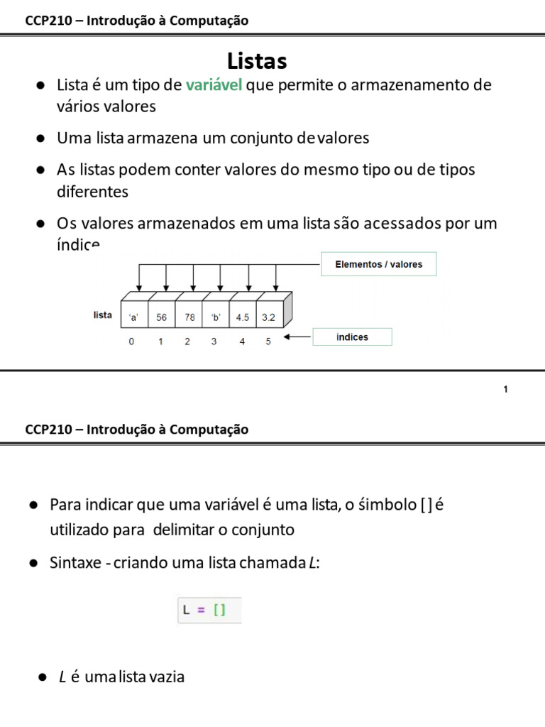 Aula Listas | PDF | Matemática