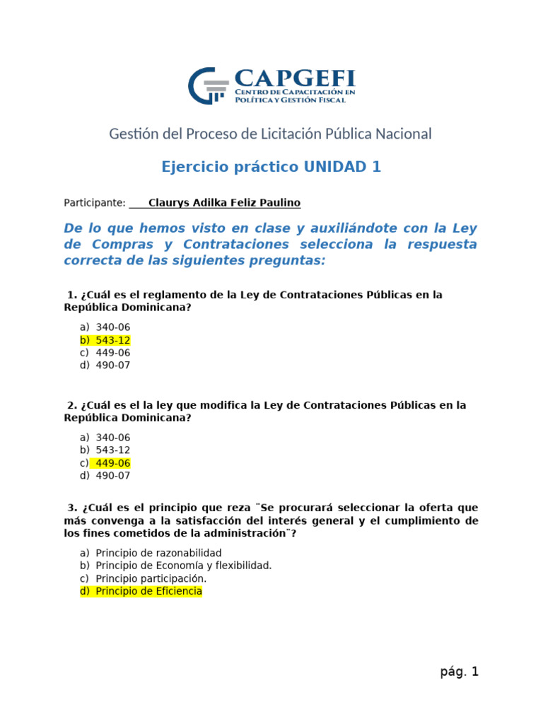 Ejercicio sobre Ley de Compras RD | PDF | Derecho