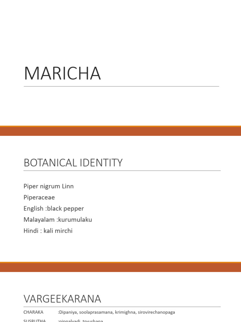 Maricha | PDF | Fruit | Black Pepper