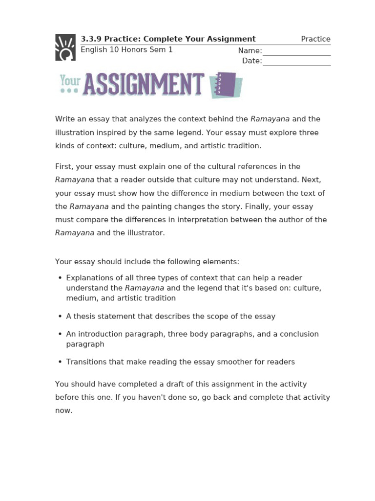 3.3.9 Practice - Complete Your Assignment (Practice) | PDF | Essays ...
