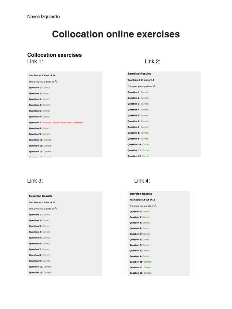 Collocation Online Exercises | PDF