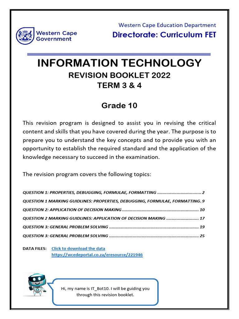 Grade 10 IT Revision Booklet 2022 | PDF | Computer Program | Programming