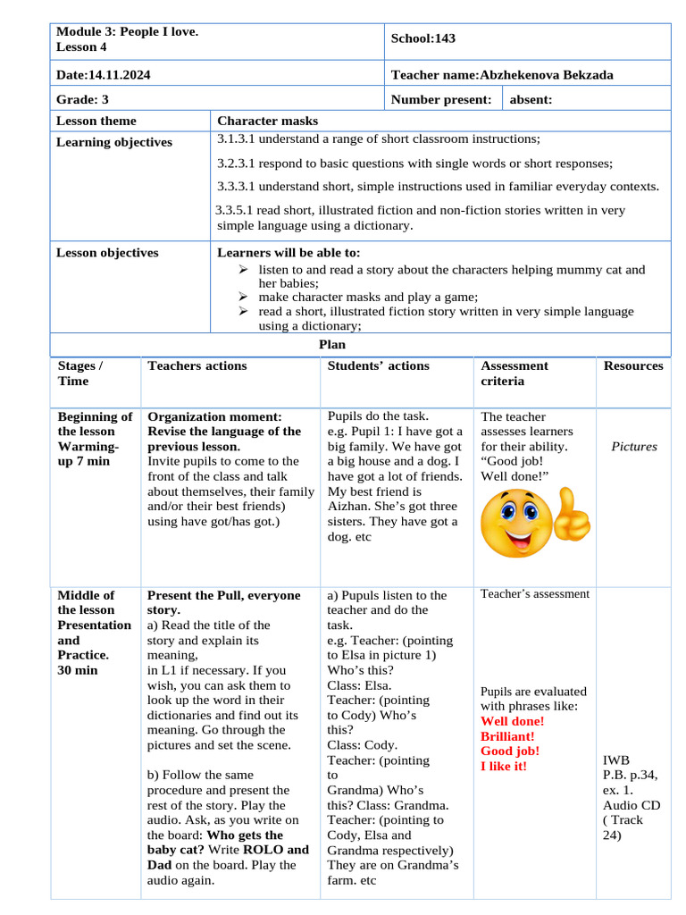 20 lesson 3 grade | PDF | Teachers | Linguistics