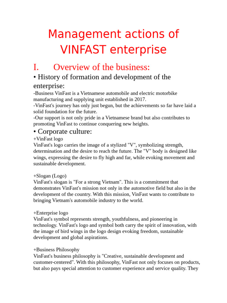VinFast Management Strategies and Analysis | PDF | Electric Vehicle ...