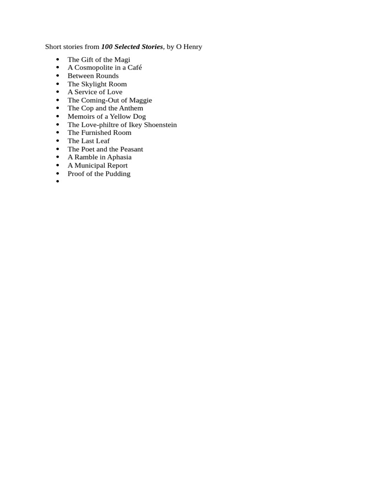 100 Selected Stories, by O Henry | PDF