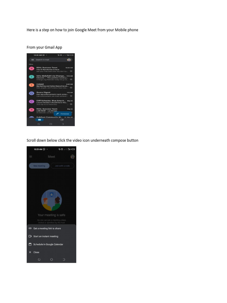 Here Is A Step On How To Join Google Meet From Your Mobile Phone | PDF