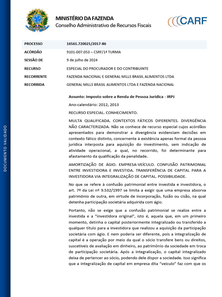 CARF Agio Empresa Veiculo 16561720021201786 | PDF | Imposto de Renda ...