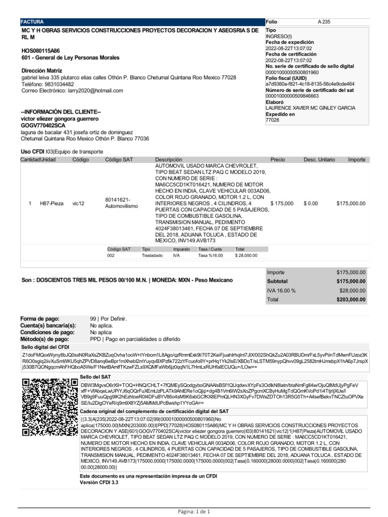 REFACTURA | PDF | Tecnología de vehículos | Industria automotriz