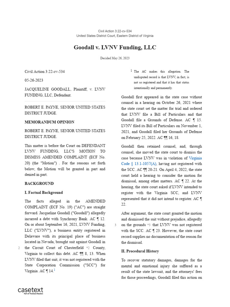 Lvnv Funding Llc Summons