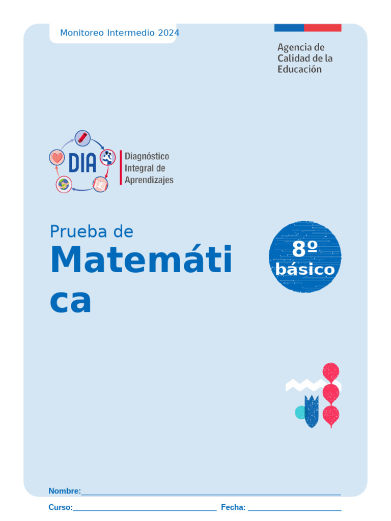 Prueba Matematica Monitoreo 2024 8 Basico | PDF