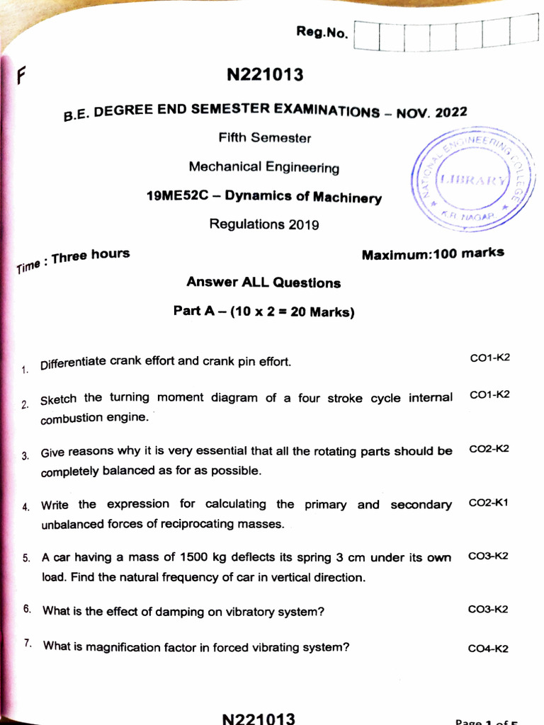DOM Nov. 2022 | PDF | Torque | Oscillation