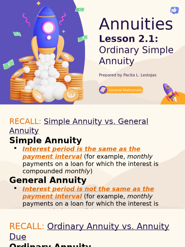 Understanding Ordinary Simple Annuities | PDF | Present Value | Interest