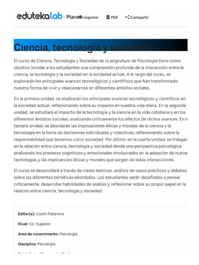 Ciencia, Tecnología Y Sociedad | PDF