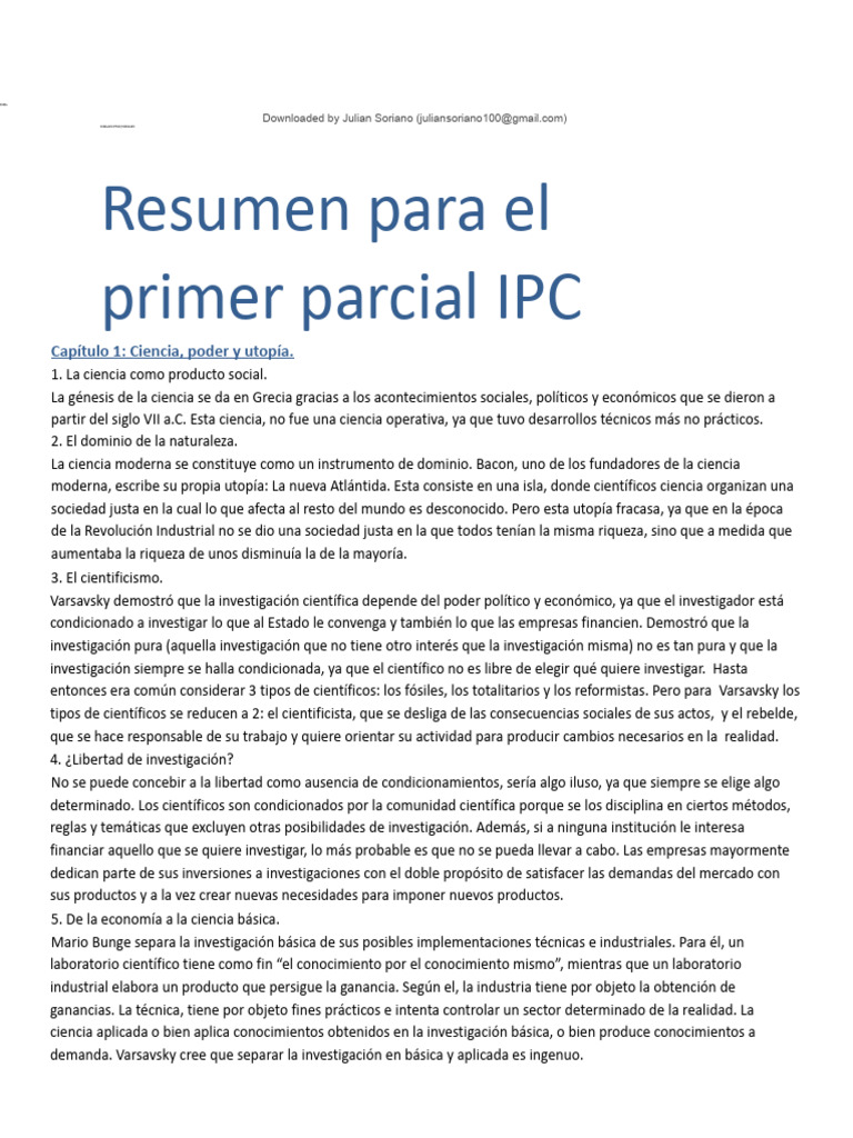 Resumen para El Primer Parcial de Ipc | PDF | René Descartes | Verdad