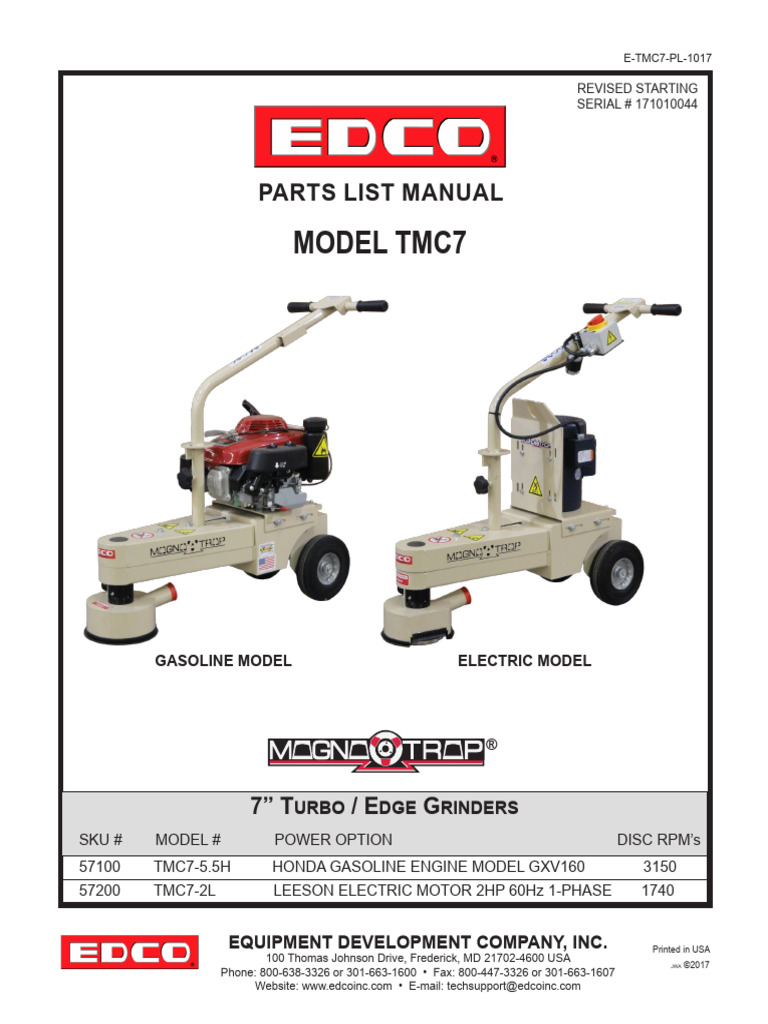 E-Tmc7-Pl-1017-171010044 Parts List | PDF | Screw | Cargo