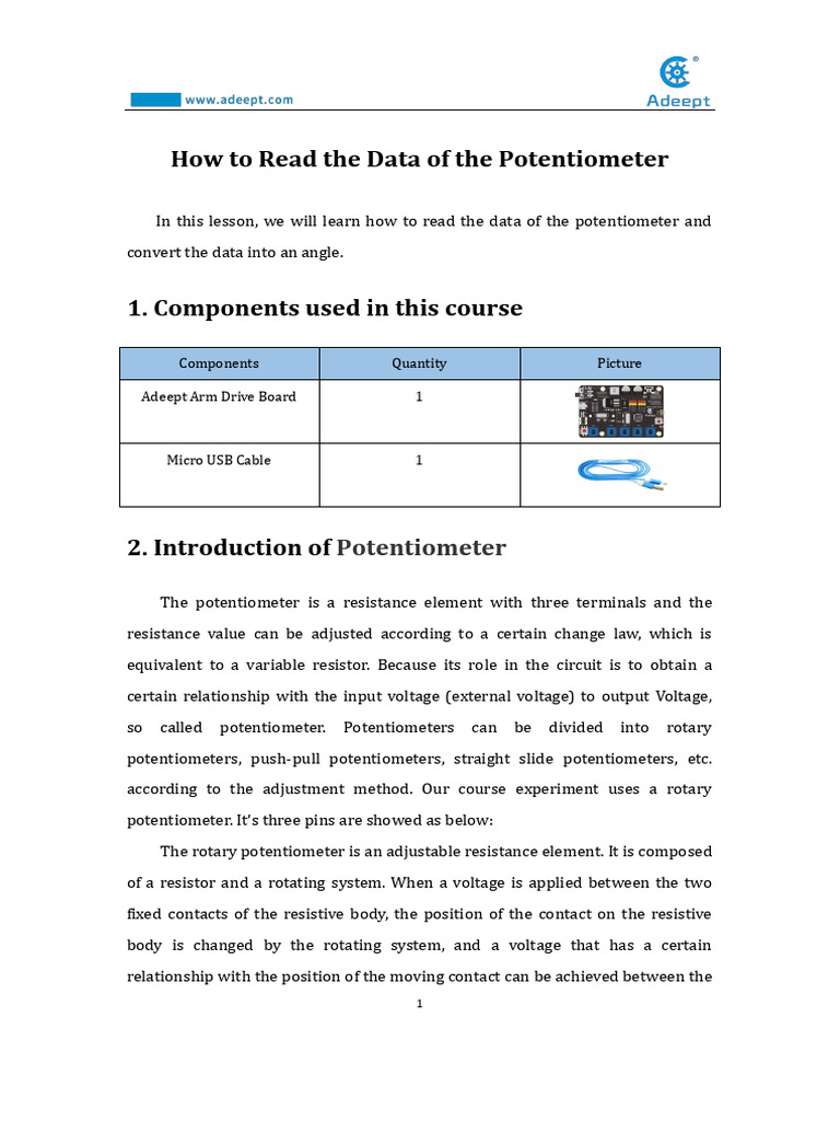 How To Read The Data of The Potentiometer | PDF | Electricity ...