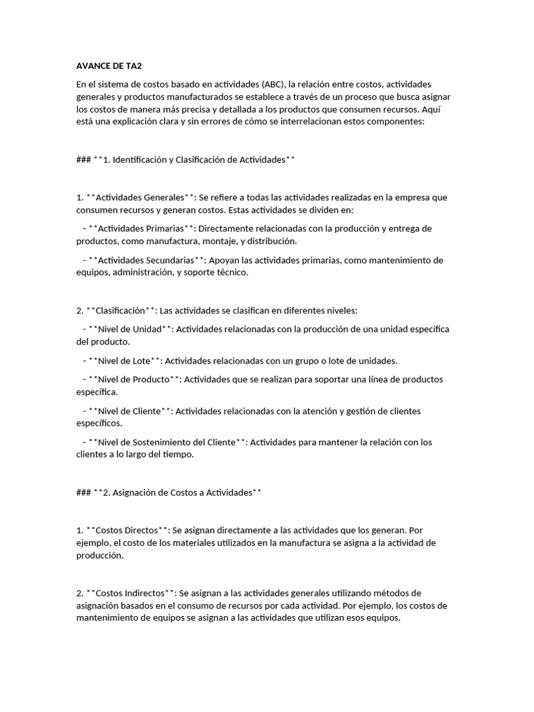 Avance de Ta2 | PDF | Costo | Business