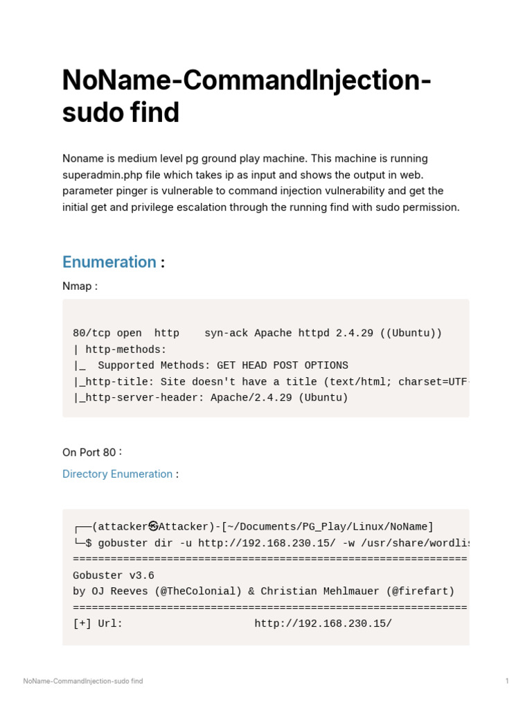 NoName-CommandInjection-sudo Find | PDF | Apache Http Server | Sudo
