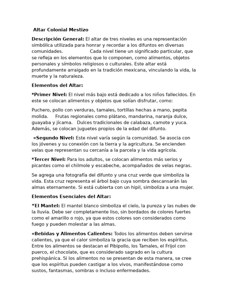 Altar Colonial Mestizo | PDF | Altar | Alimentos