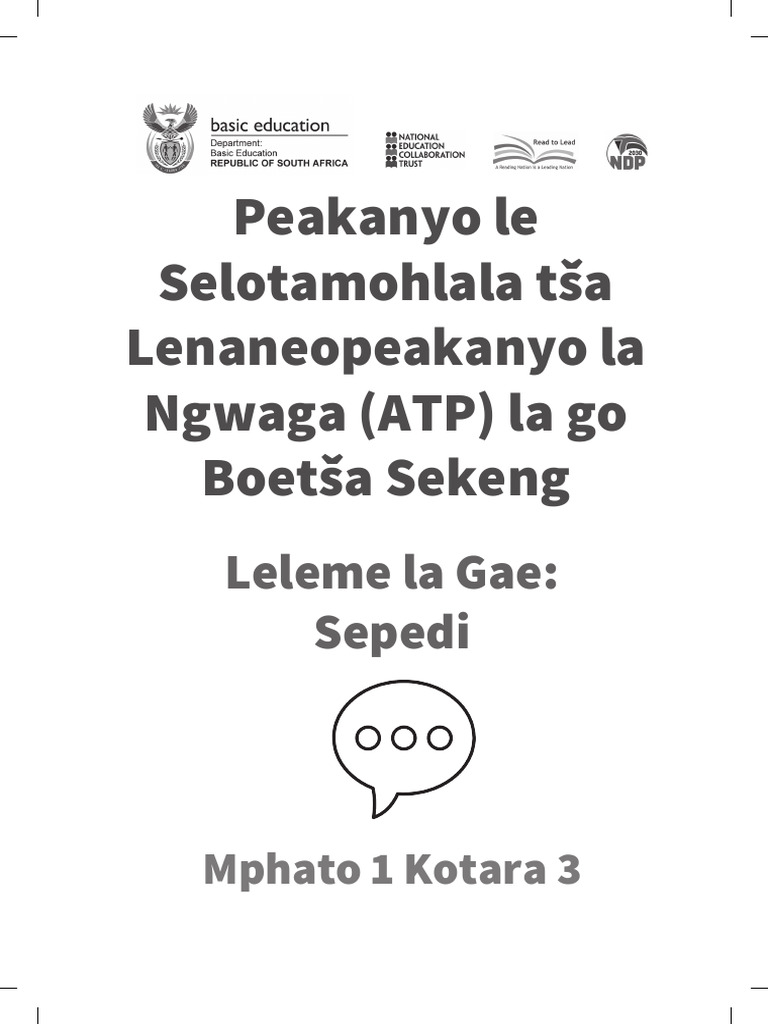 GR 1 Term 3 2021 Dbe HL Sepedi Recovery Atp | PDF