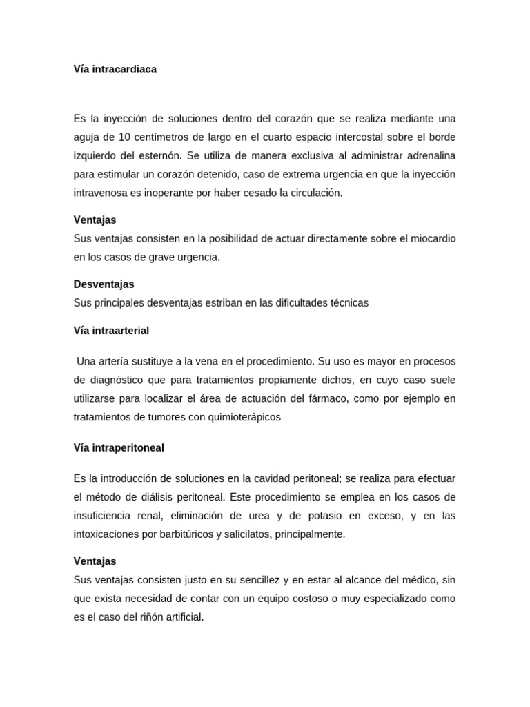 Métodos de Inyección Médica: Intracardiaca, Intraarterial ...