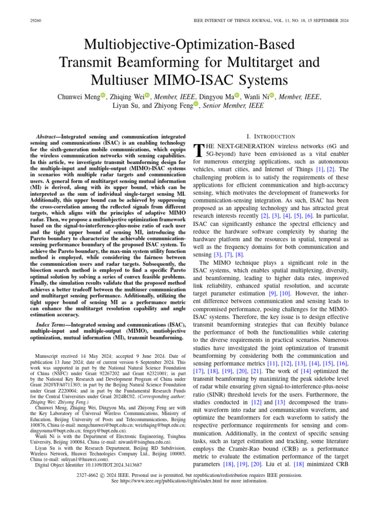 Multiobjective-Optimization-Based Transmit Beamforming For Multitarget and Multiuser MIMO-ISAC ...