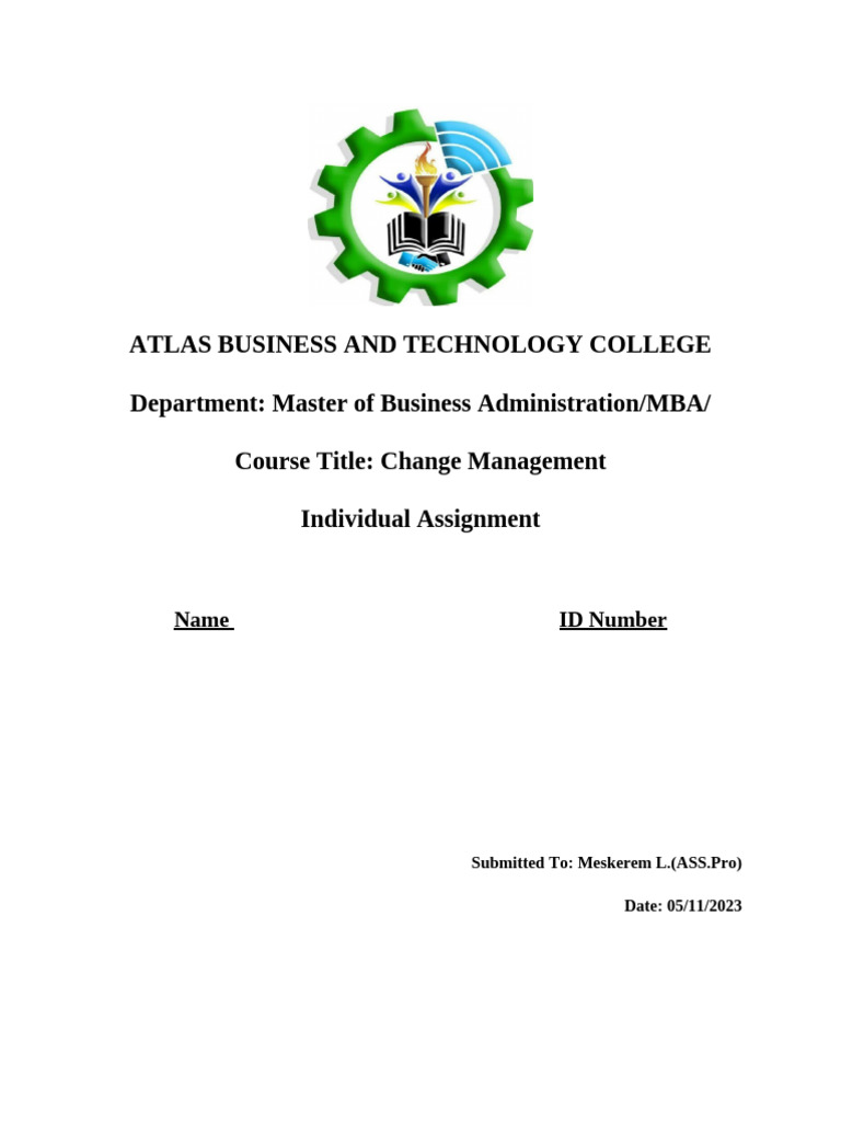 Individual Assignment On Change MGT Birhan | PDF | Change Management ...