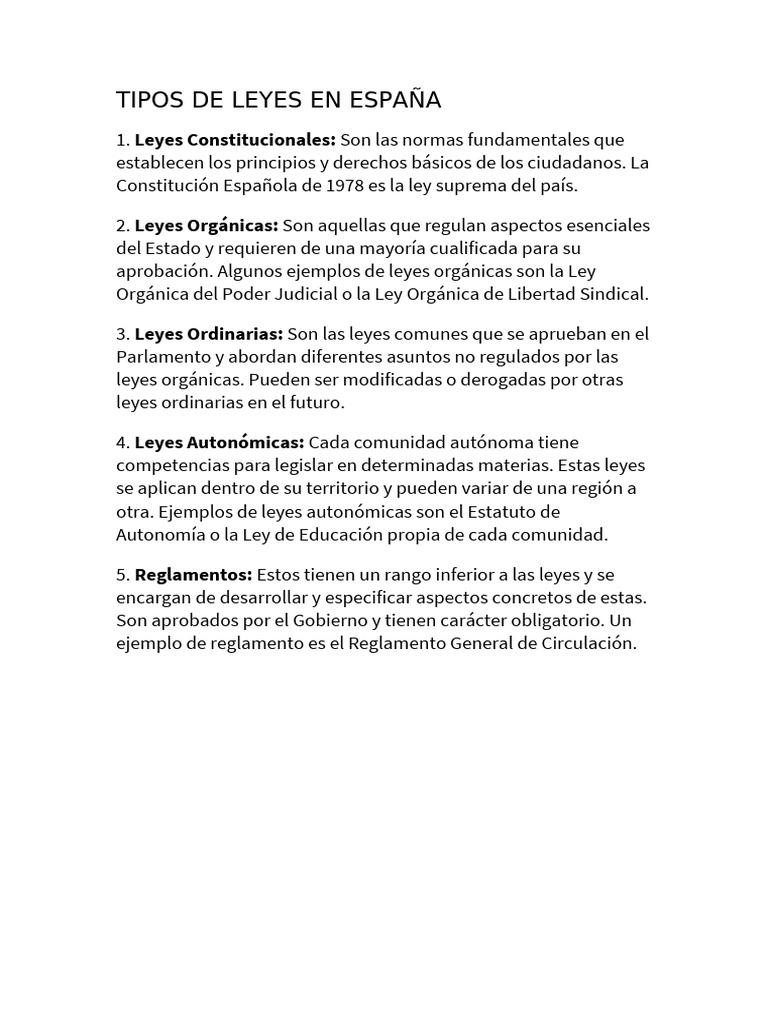 Tipos de Leyes en España | PDF